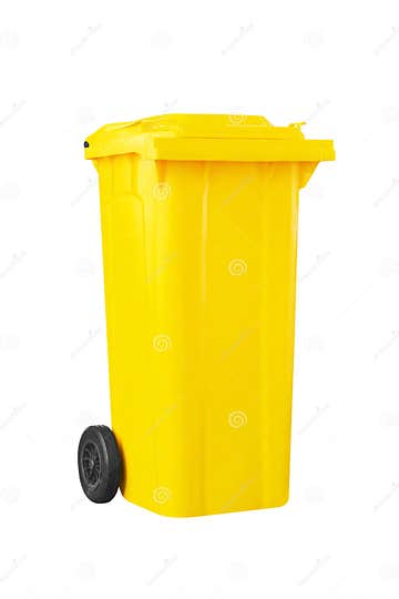 Yellow Recycle Bin Isolated on White Stock Image - Image of background ...