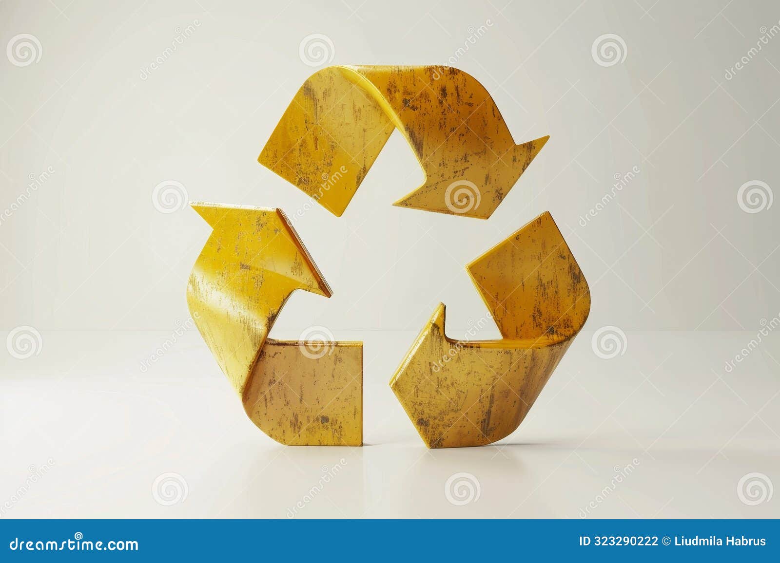 A Yellow Recycling Symbol with a Broken Arrow Stock Photo - Image of ...