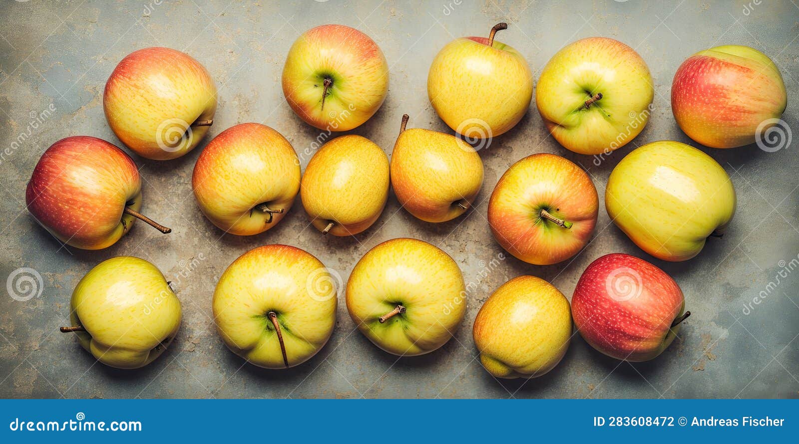 Yellow-red Apples Close-up on a Light Surface, Top View. Stock Photo ...