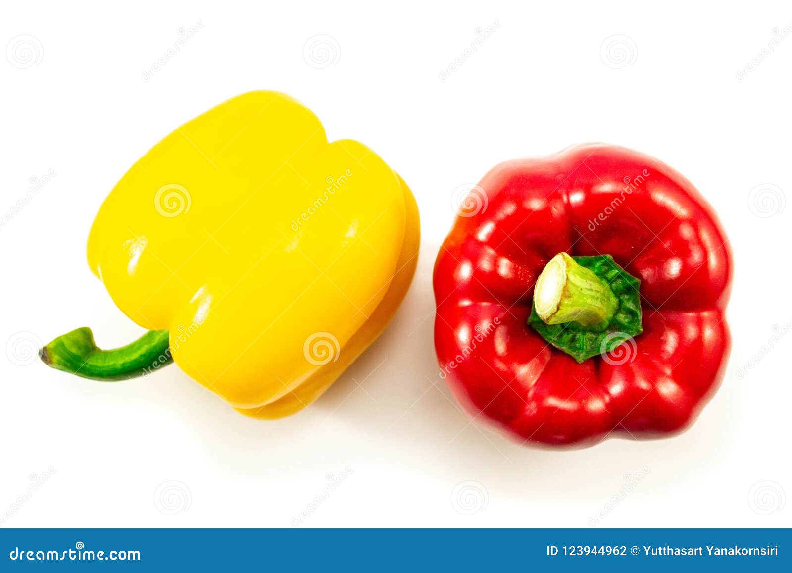 Yellow,red Bell Pepper Top View Isolated on White Background Stock ...