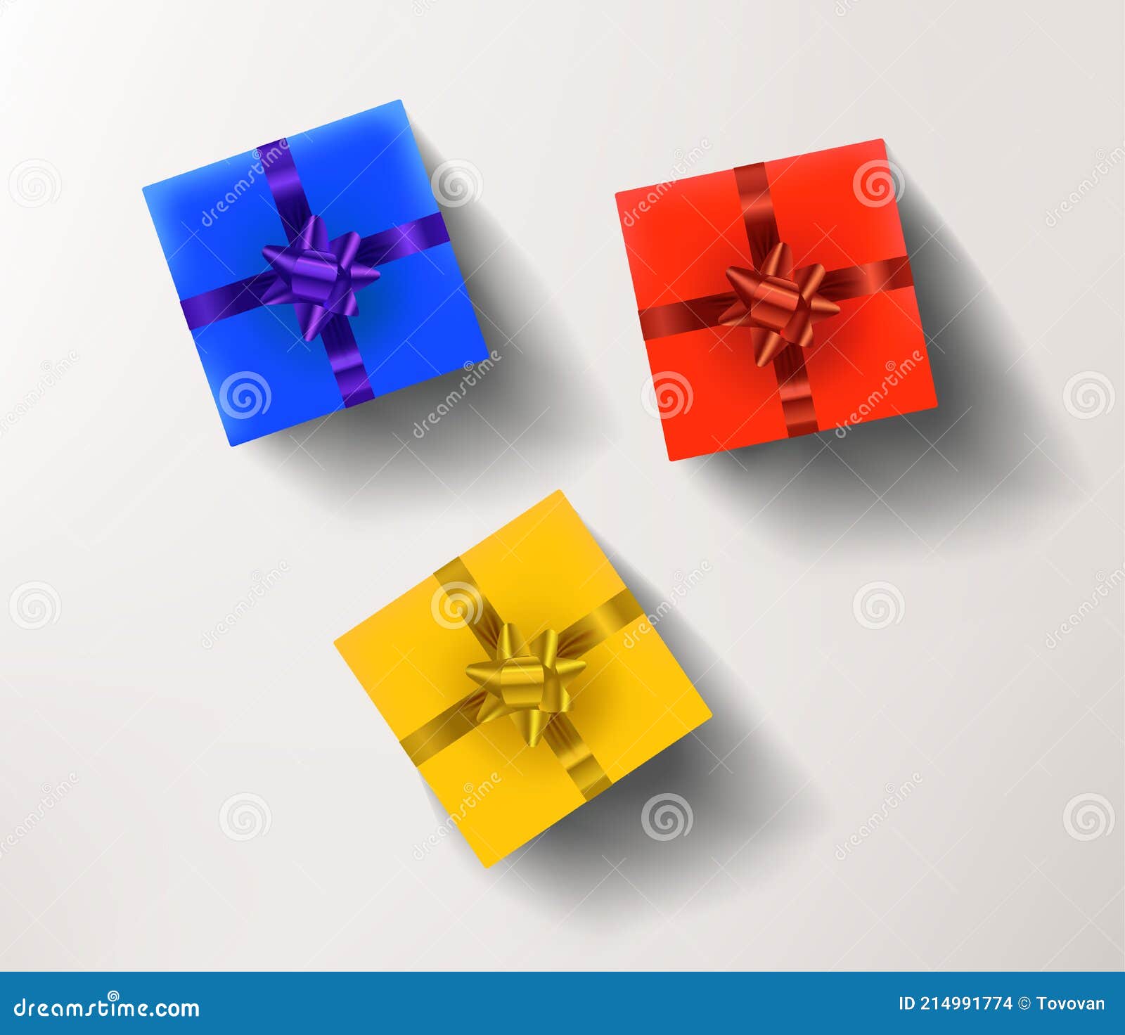 Yellow, Red and Blue Gift Boxes Isolated on White Stock Photo - Image ...