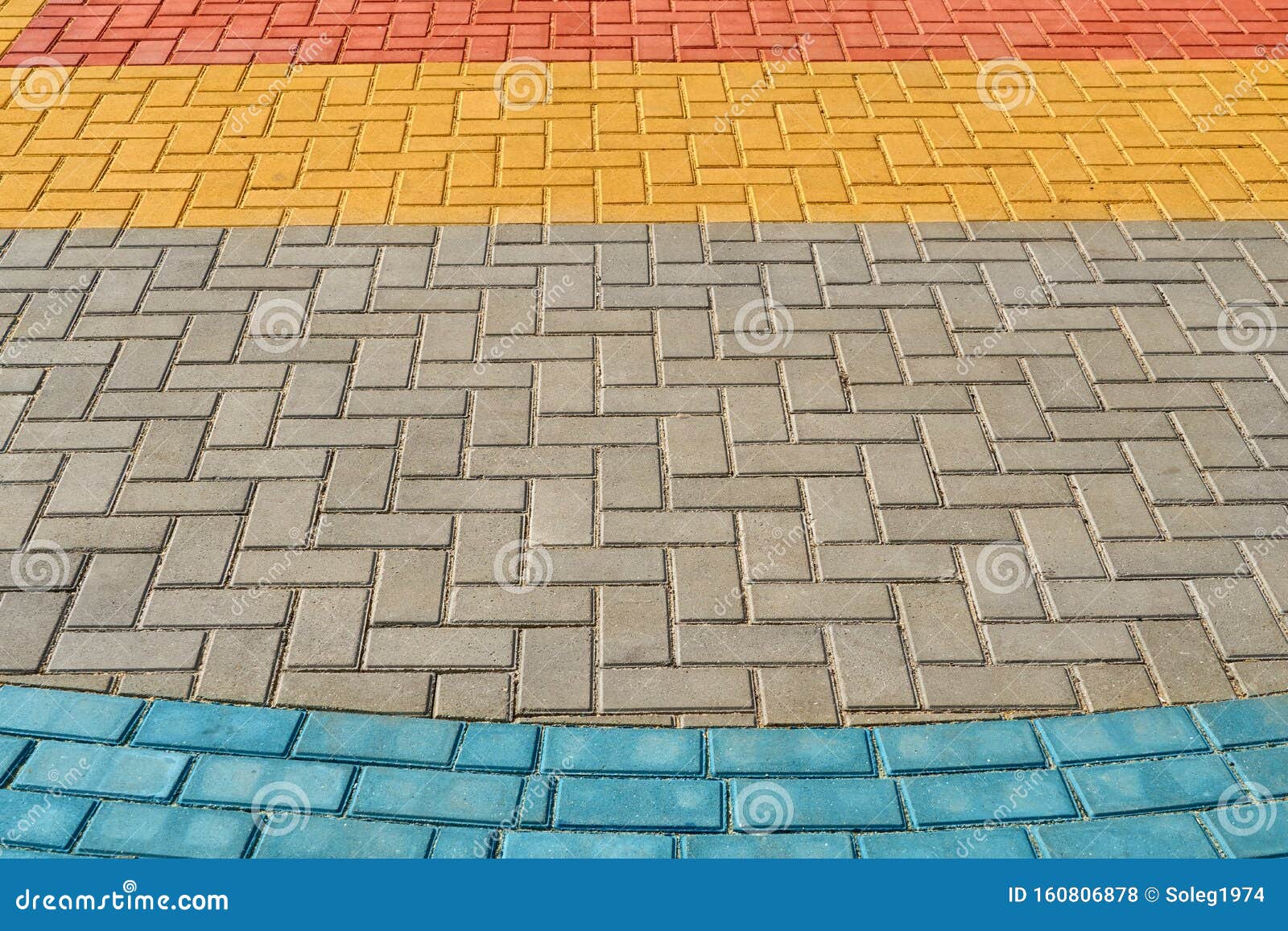 Yellow, Red and Blue Paving Tiles for Background or Texture Stock Photo ...