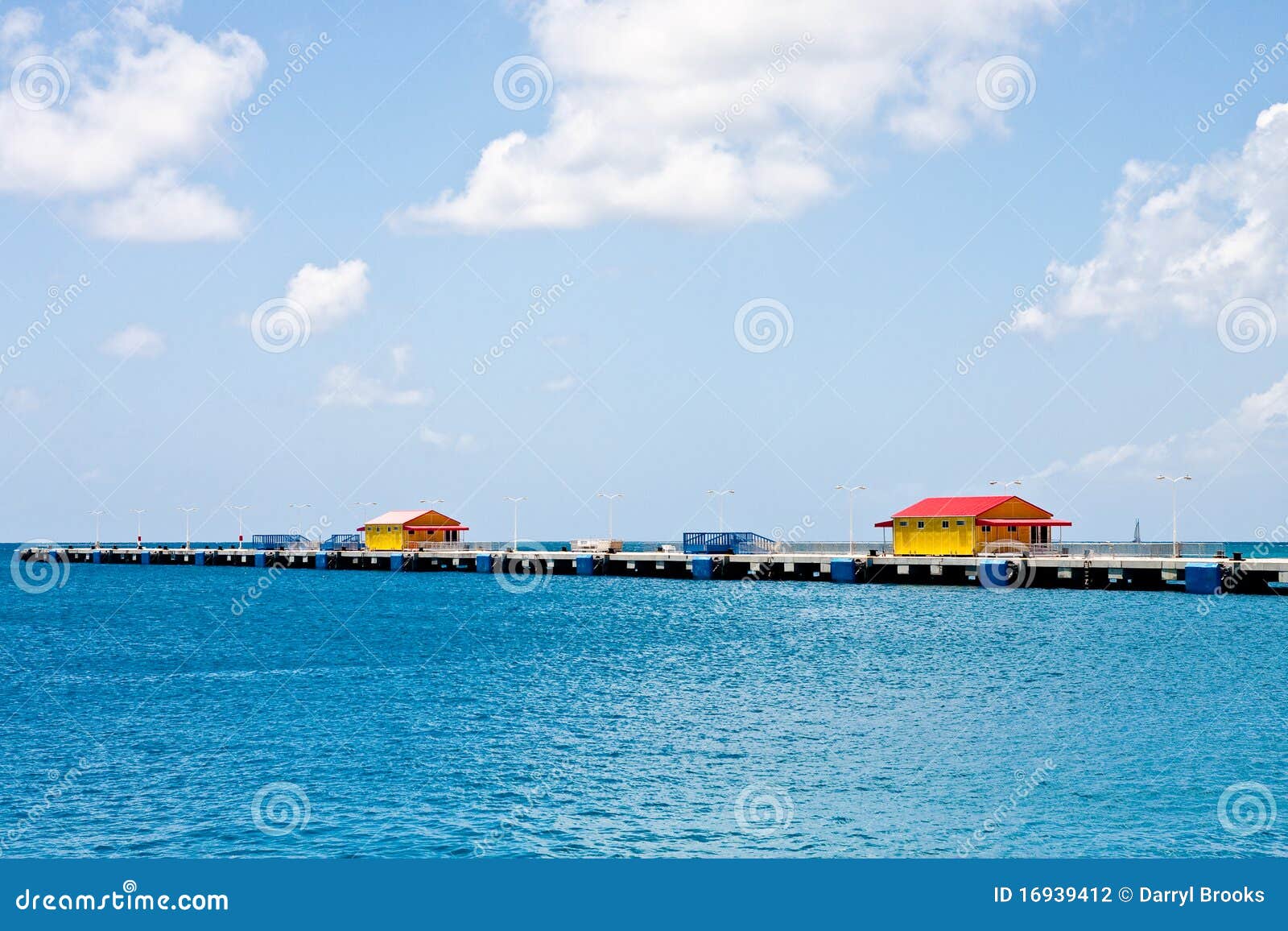 Yellow and Red Buildings on Pier Stock Photo - Image of transportation ...