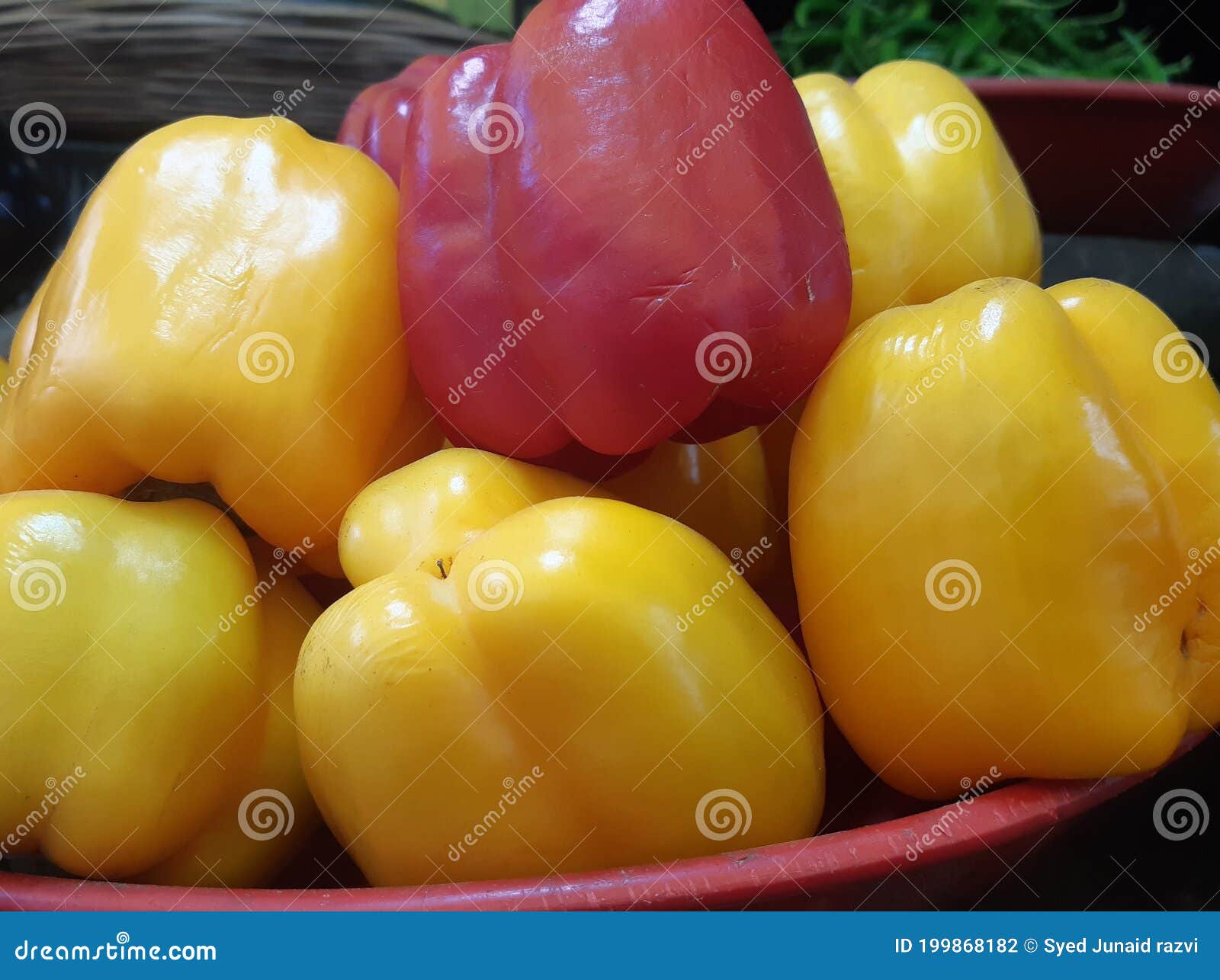 Yellow and Red Coloured Capsicums Stock Photo - Image of fresh ...