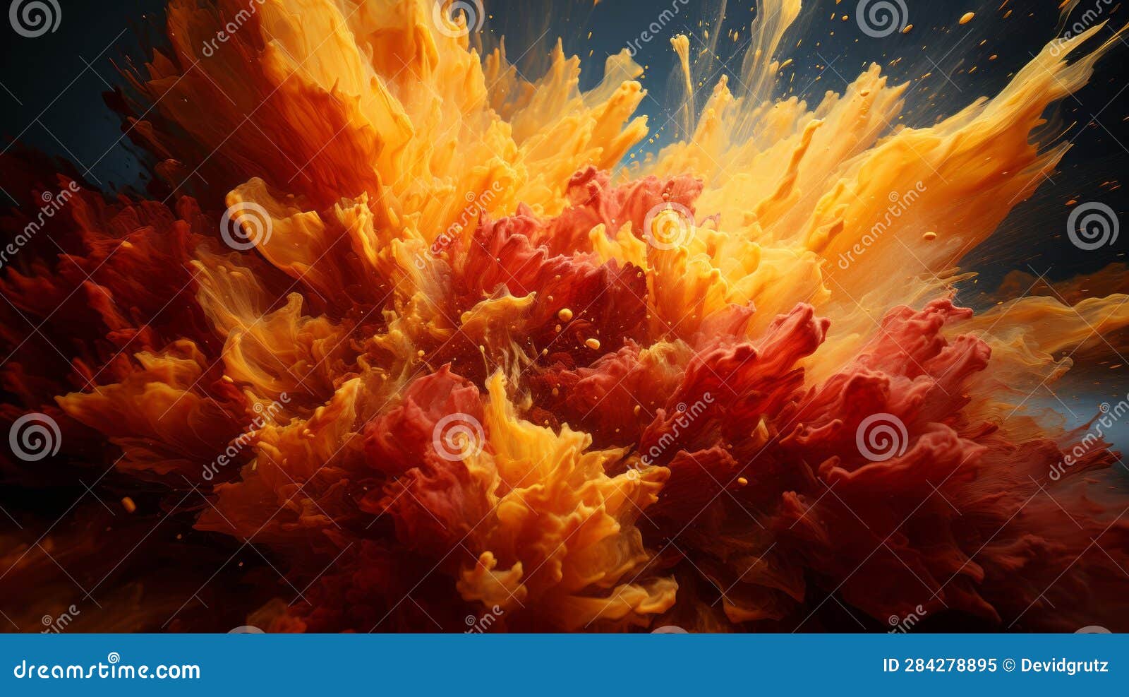 A Yellow and Red Explosion. Generative AI. Stock Image - Image of blast ...
