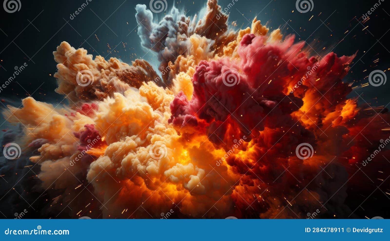 A Yellow and Red Explosion. Generative AI. Stock Image - Image of ...