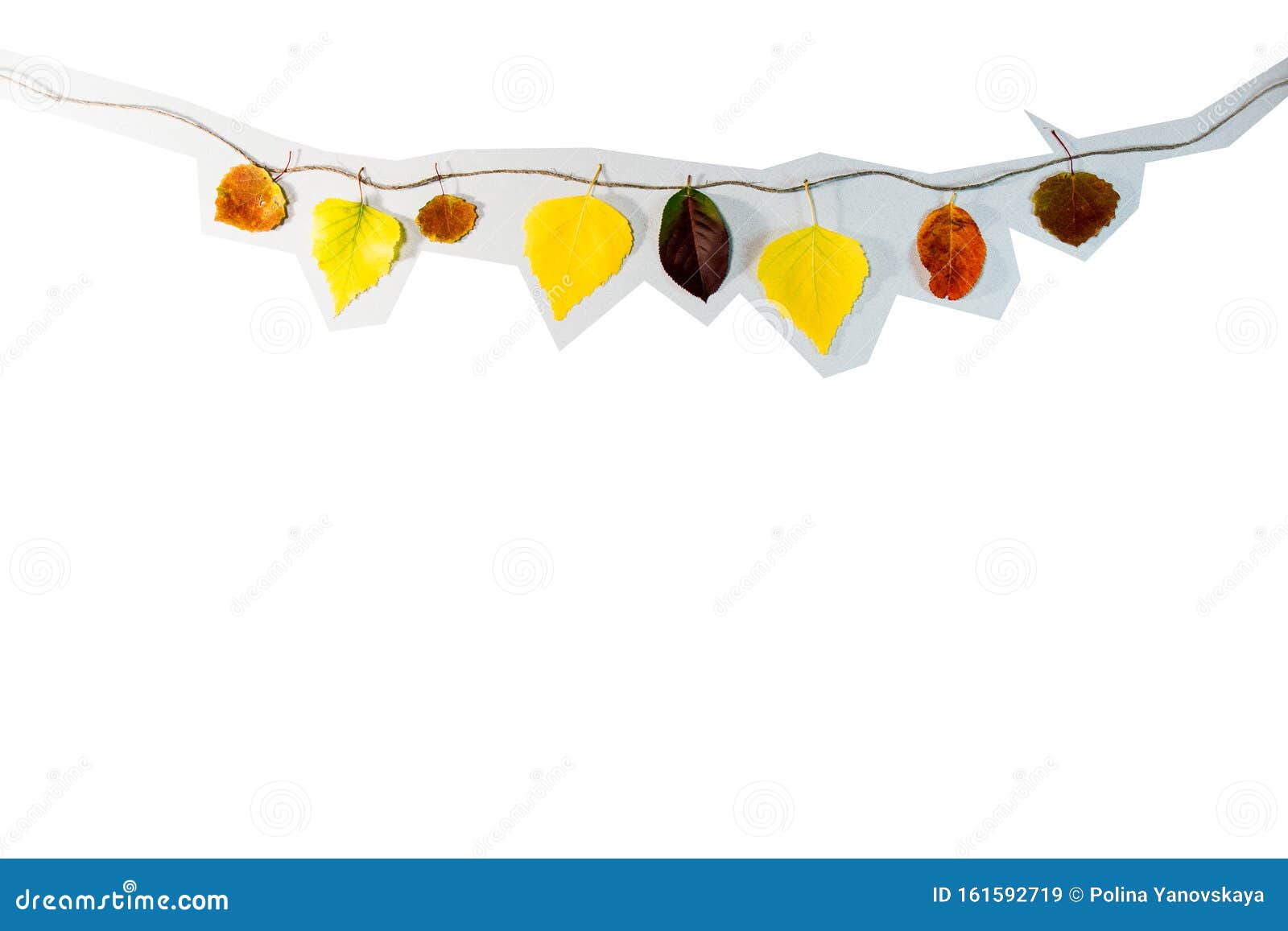 Yellow and Red Fall Leaves on a String. Stock Image - Image of autumnal ...