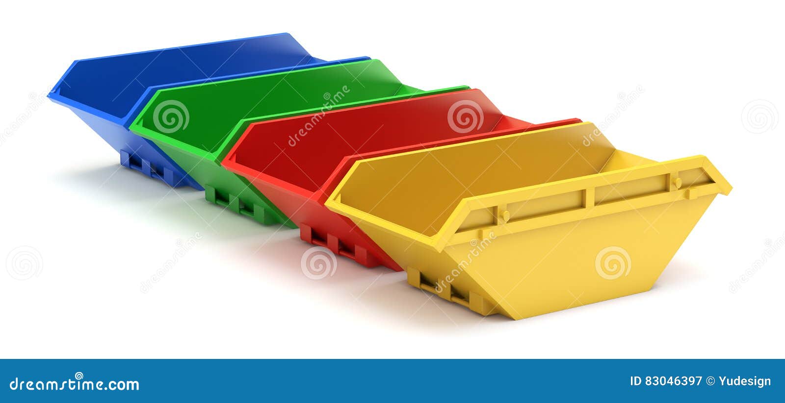 Yellow, Red, Green and Blue Waste Skip Stock Illustration ...