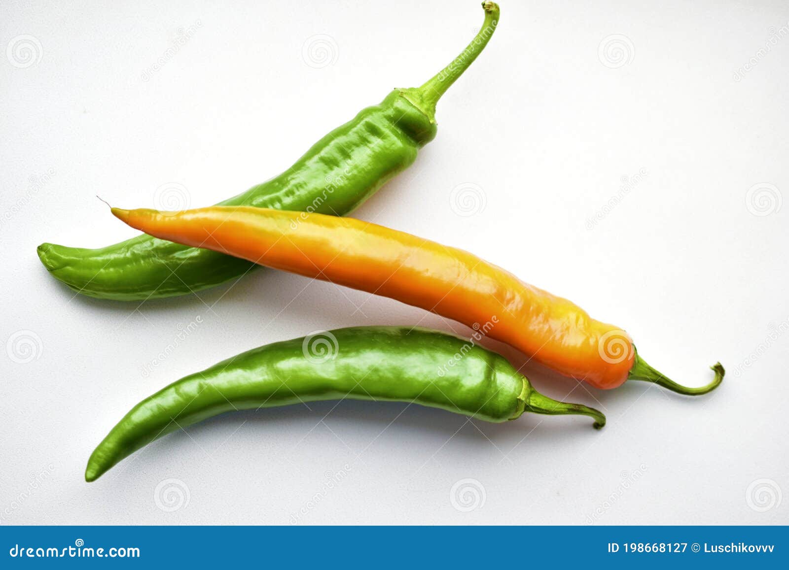 Yellow Red and Green Capsicum on a White Background Stock Image - Image ...