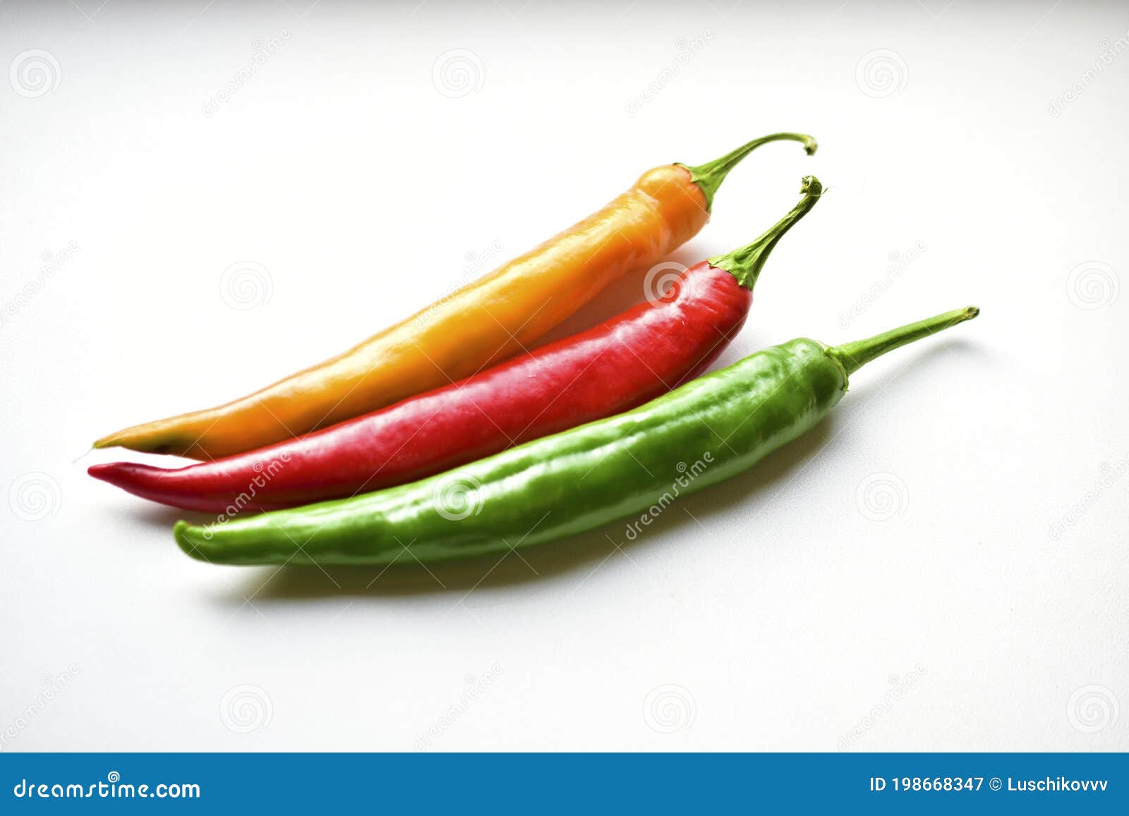 Yellow Red and Green Capsicum on a White Background Stock Image - Image ...