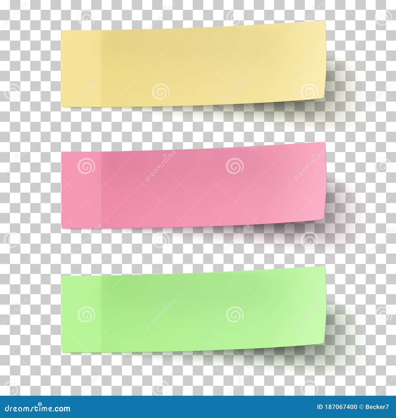 Yellow, Red and Green Sticky Notes Isolated on Transparent Background ...