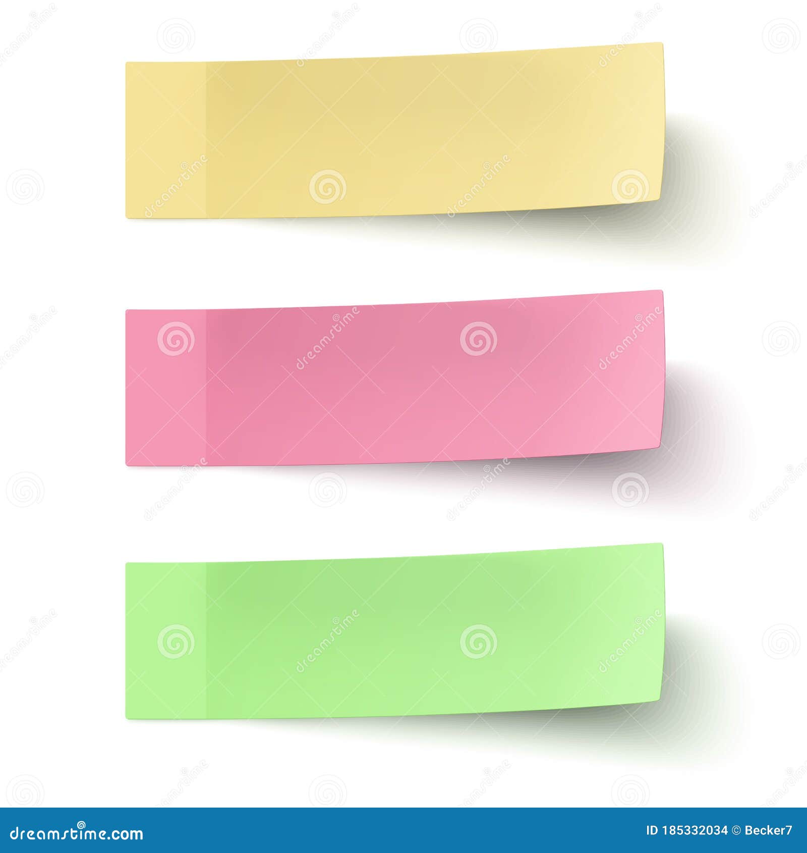 Yellow, Red and Green Sticky Notes Isolated on White Background Stock ...