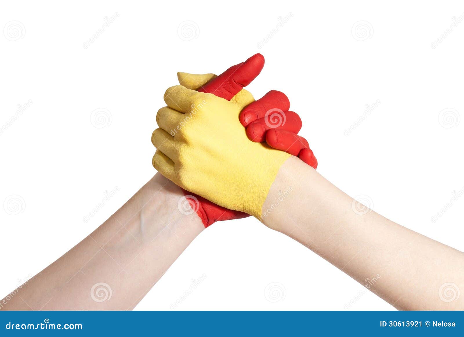 Yellow and Red Hand in Competition Stock Image - Image of competition ...