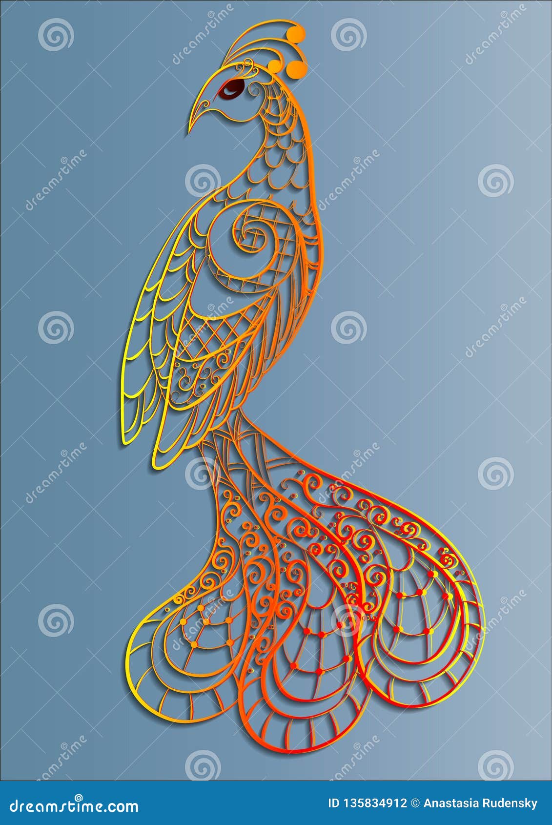 Fabulous bird stock vector. Illustration of firebird - 135834912