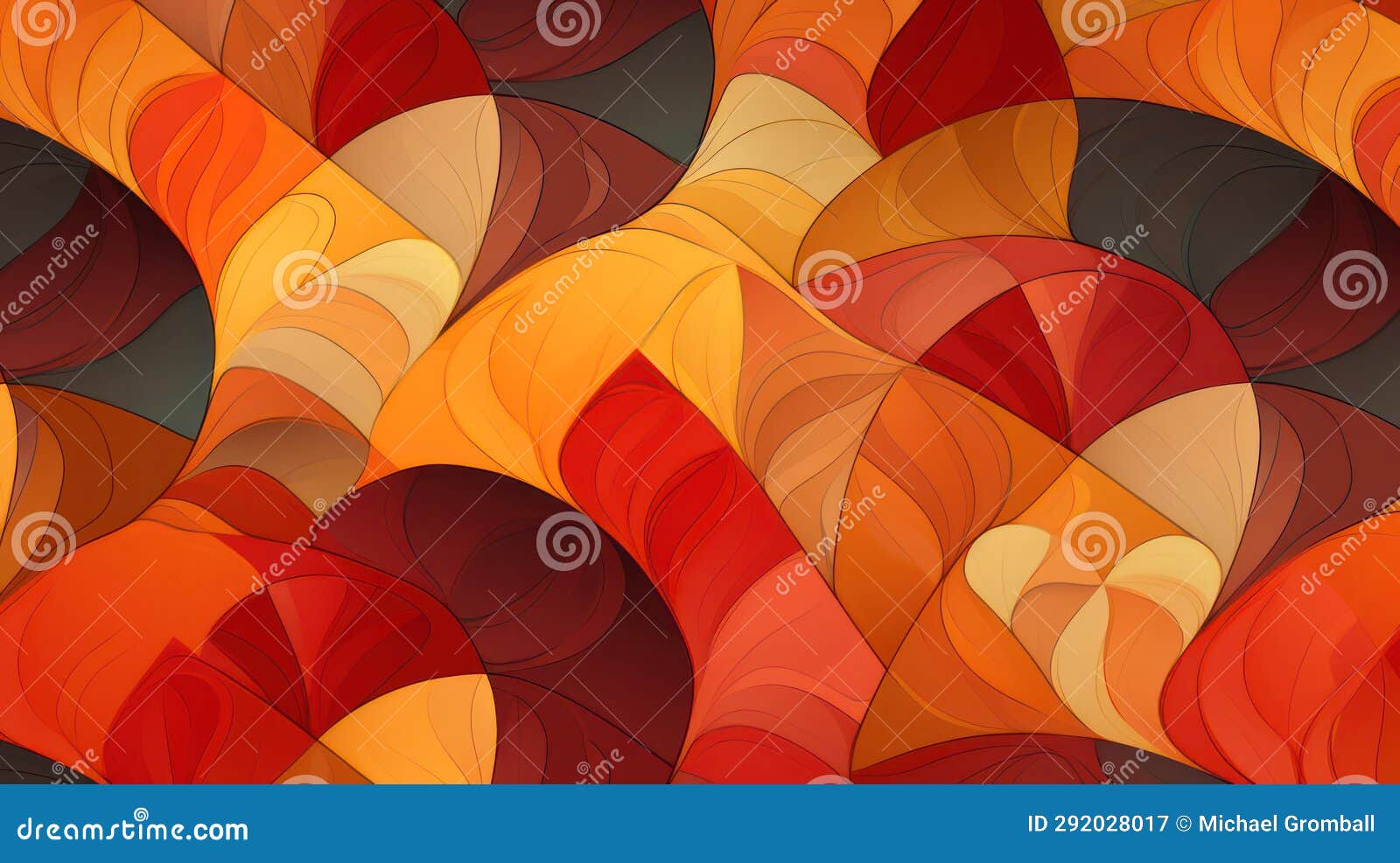 Yellow Red Orange Brown Geometric Background with Black Lines Created ...