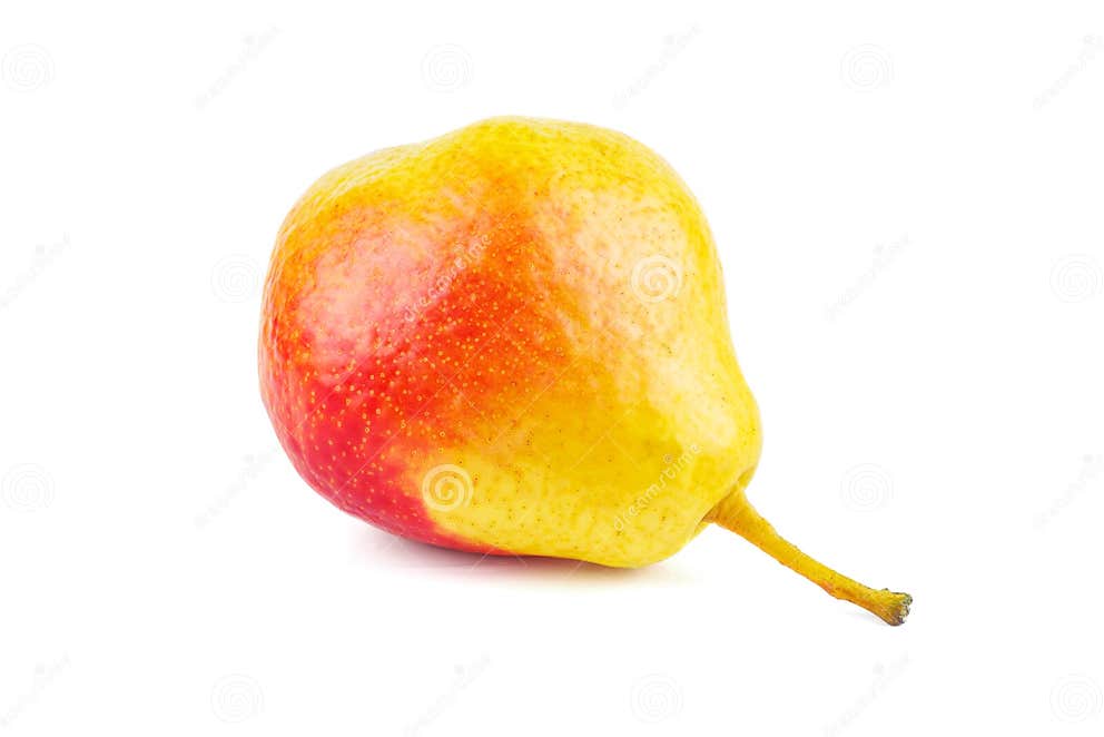 Yellow - Red Pear Isolated on a White Stock Photo - Image of single ...