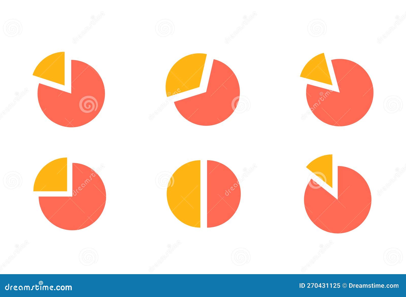 Yellow Red Pie Charts. Round Infographic Elements Stock Vector ...