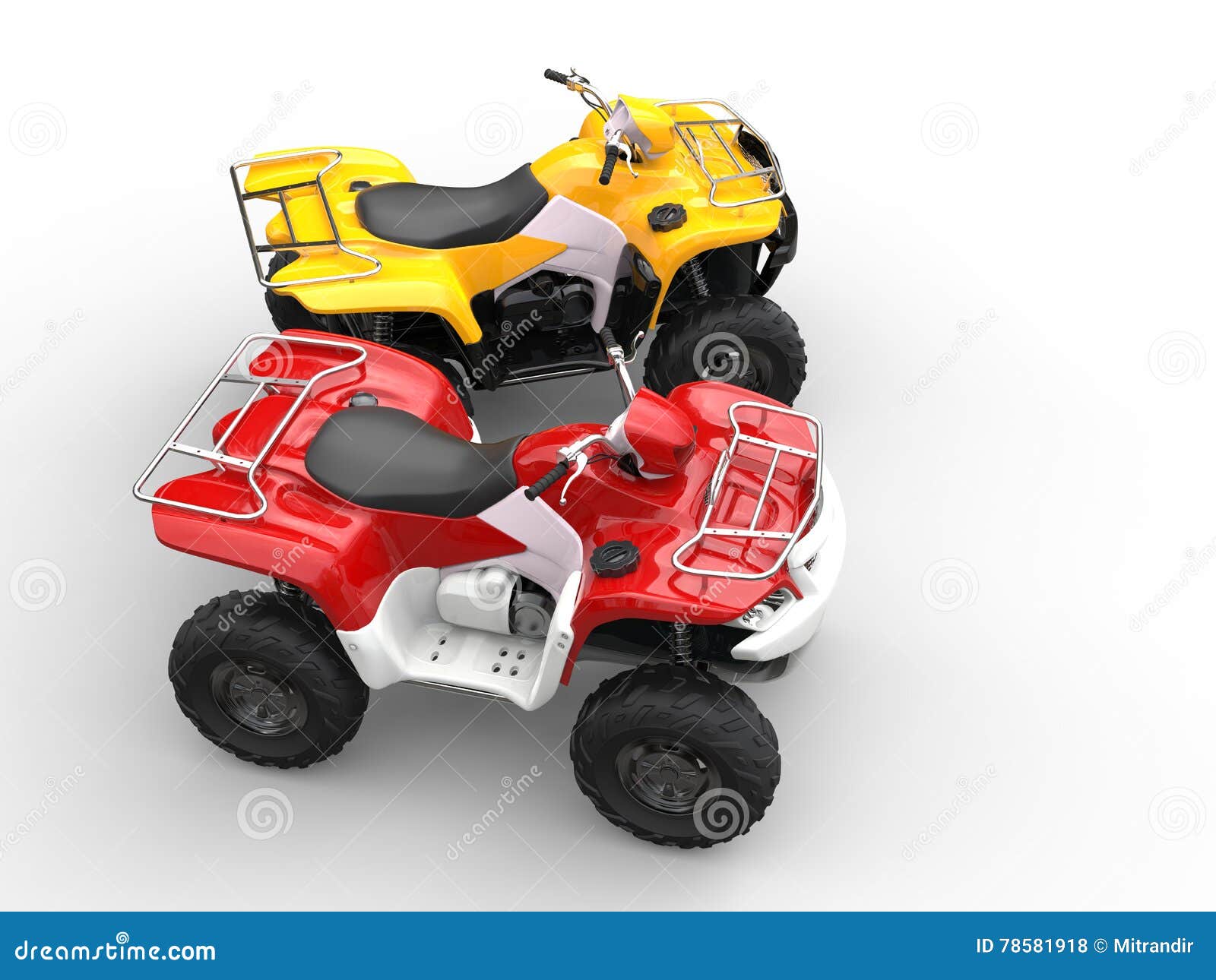Yellow and Red Quad Bikes - Top Side View Stock Illustration ...