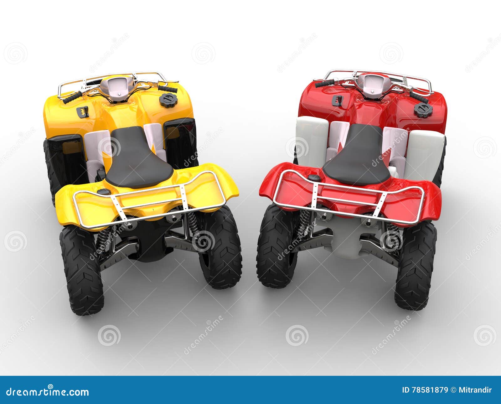 Yellow And Red Quad Bikes - Top Side View Stock Photography ...