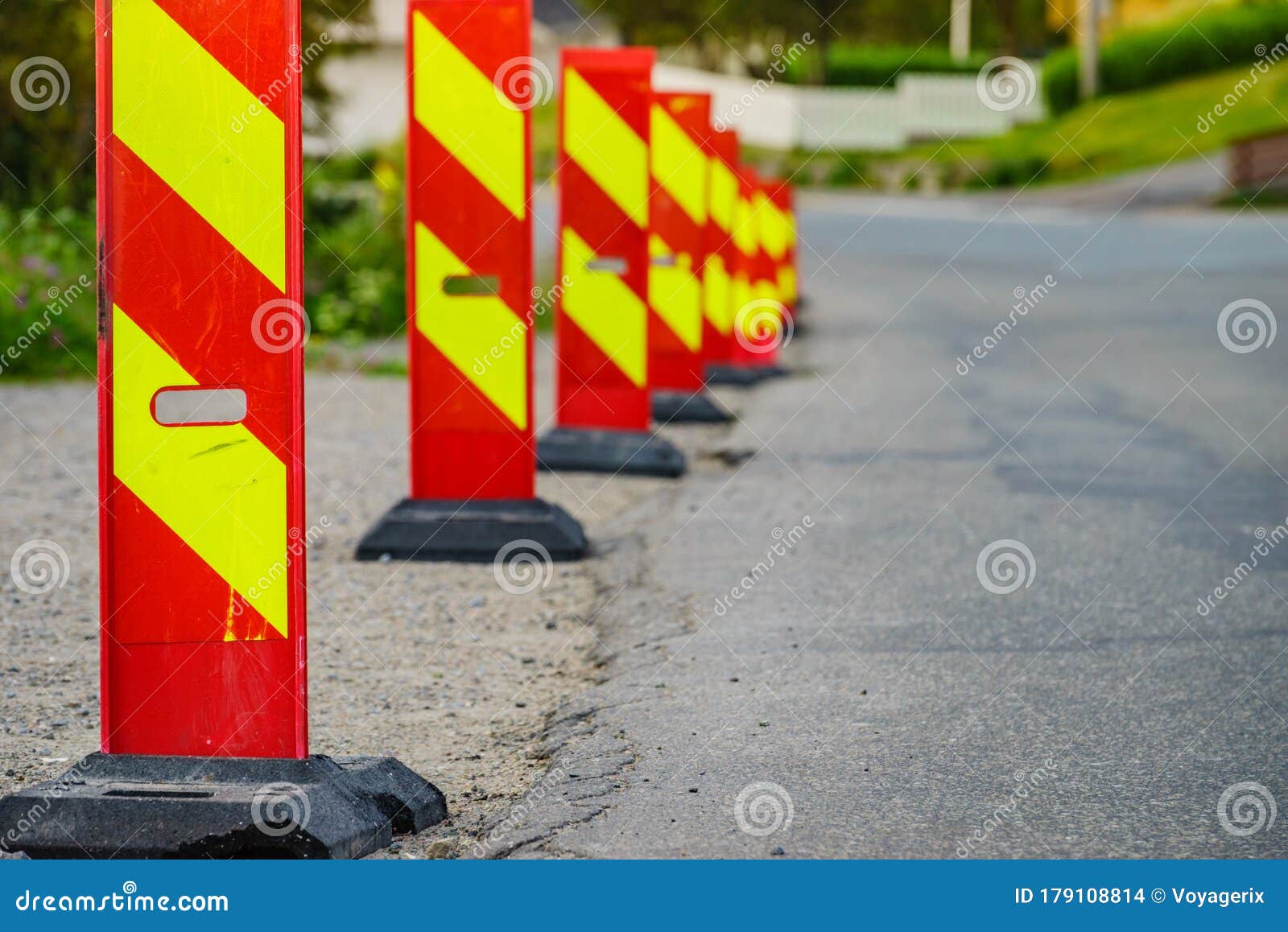 Yellow Red Road Warning Signs Stock Photo - Image of closed, highway ...