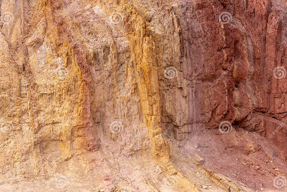 Yellow-red Shaded Rock Layer Surface Stock Image - Image of sandstone ...