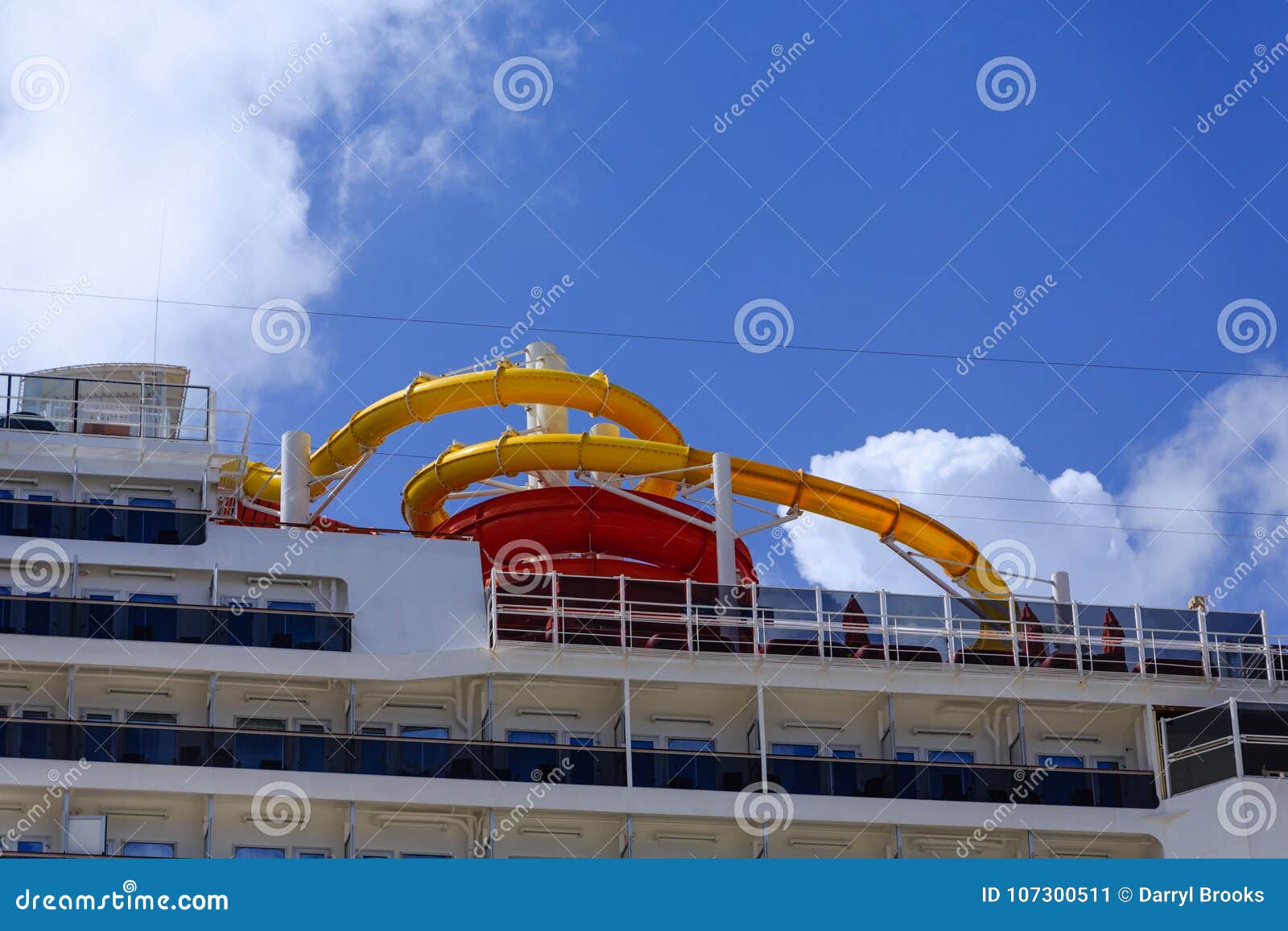 Yellow and Red Slide on a Cruise Ship Stock Image - Image of port, seas ...