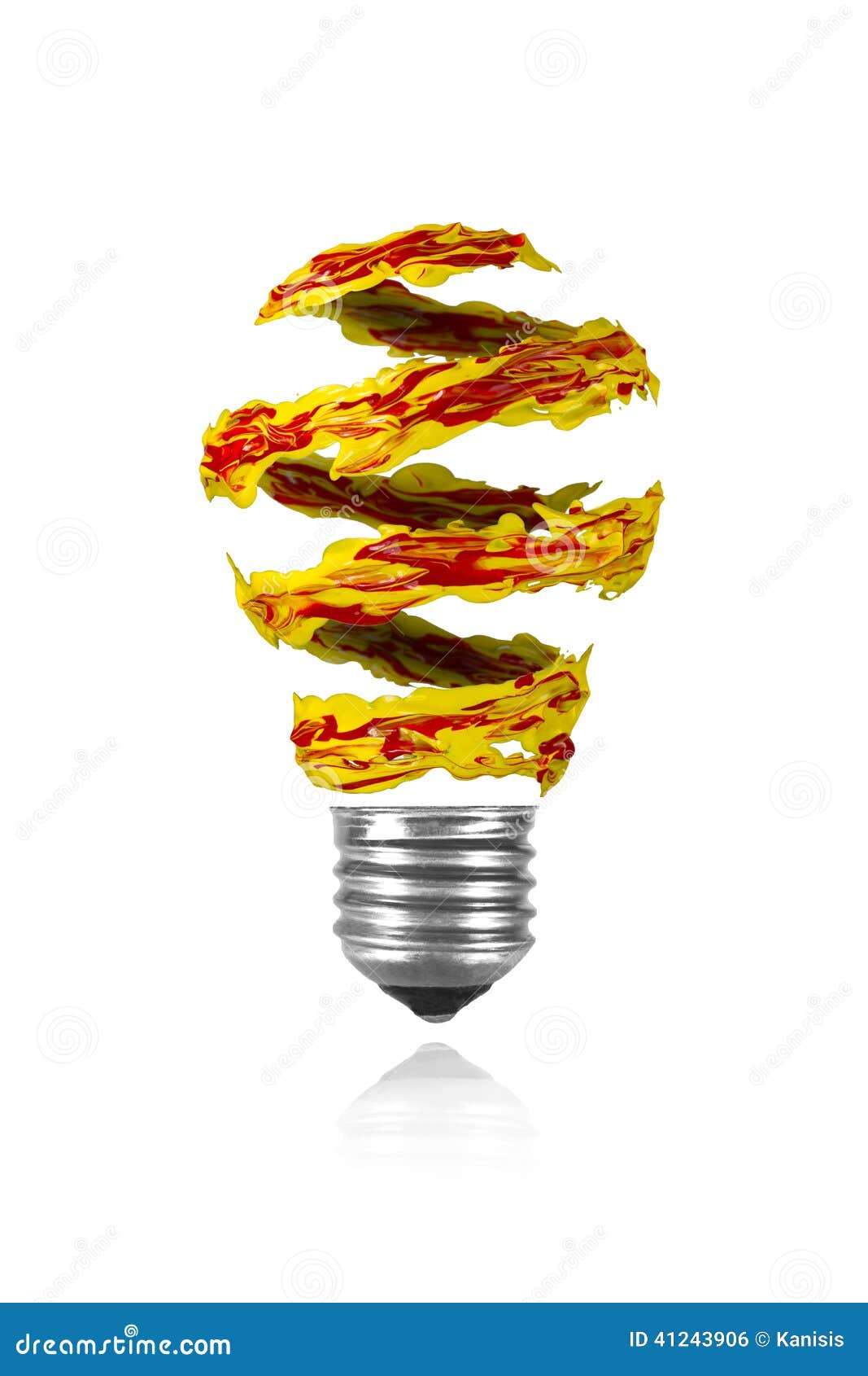 Yellow Red Spiral Paint Trace Made Light Bulb Stock Photo - Image of ...