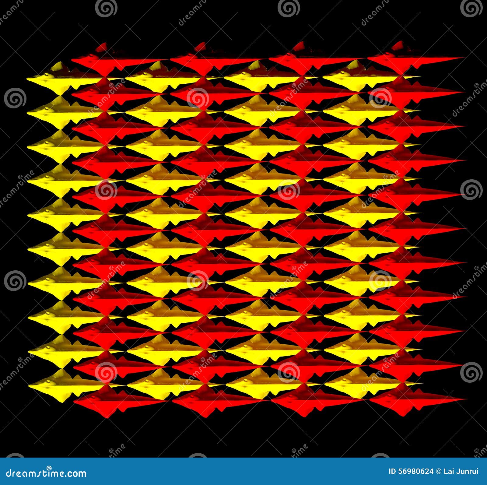 A Yellow-red Tilted Pattern of Many Fishes Stock Illustration ...