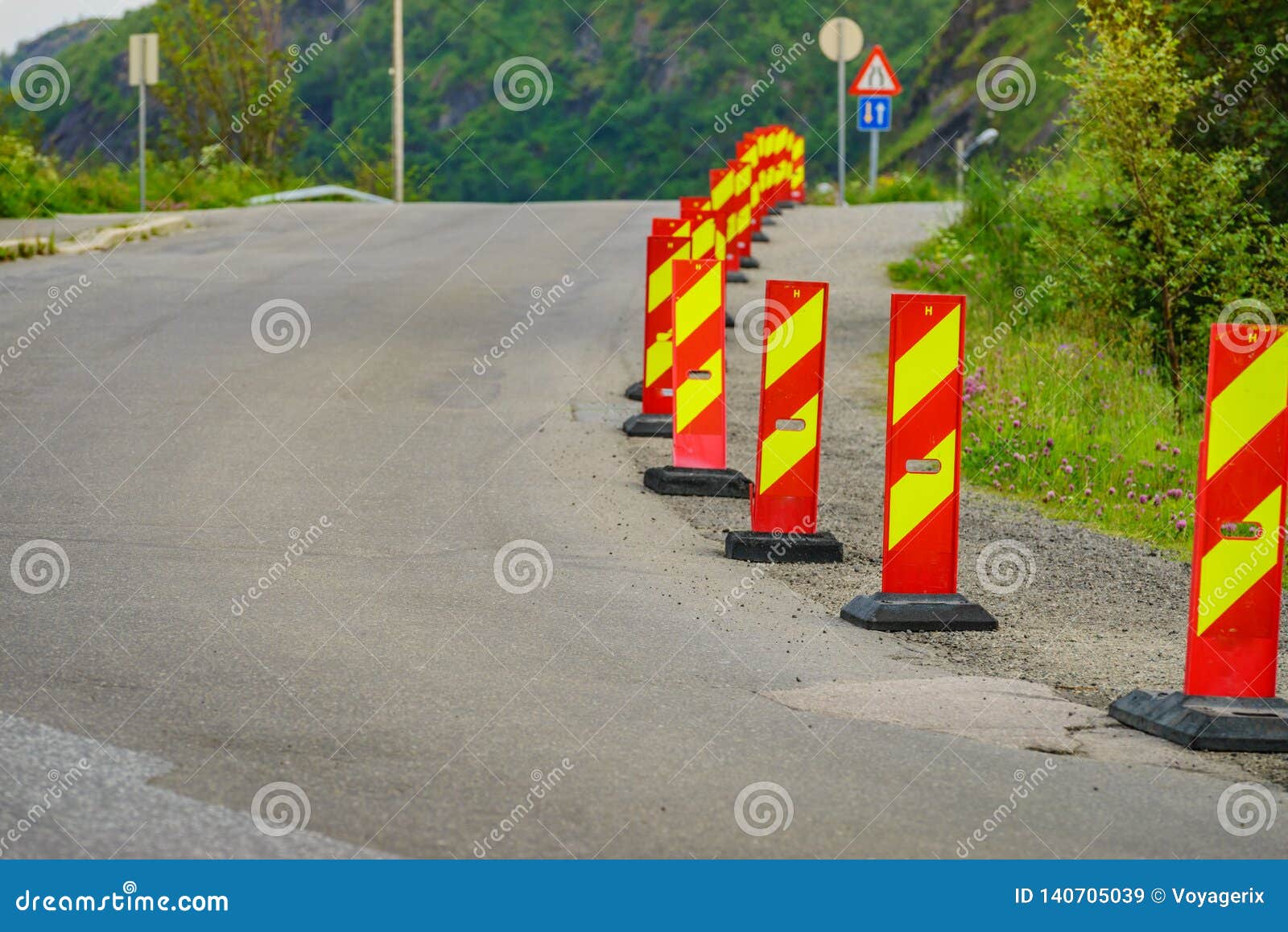Yellow Red Road Warning Signs Stock Image - Image of closed, highway ...