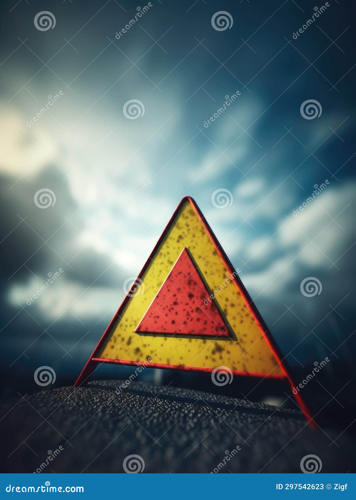 Yellow and Red Triangle on Top of Cloudy Sky Stock Illustration ...