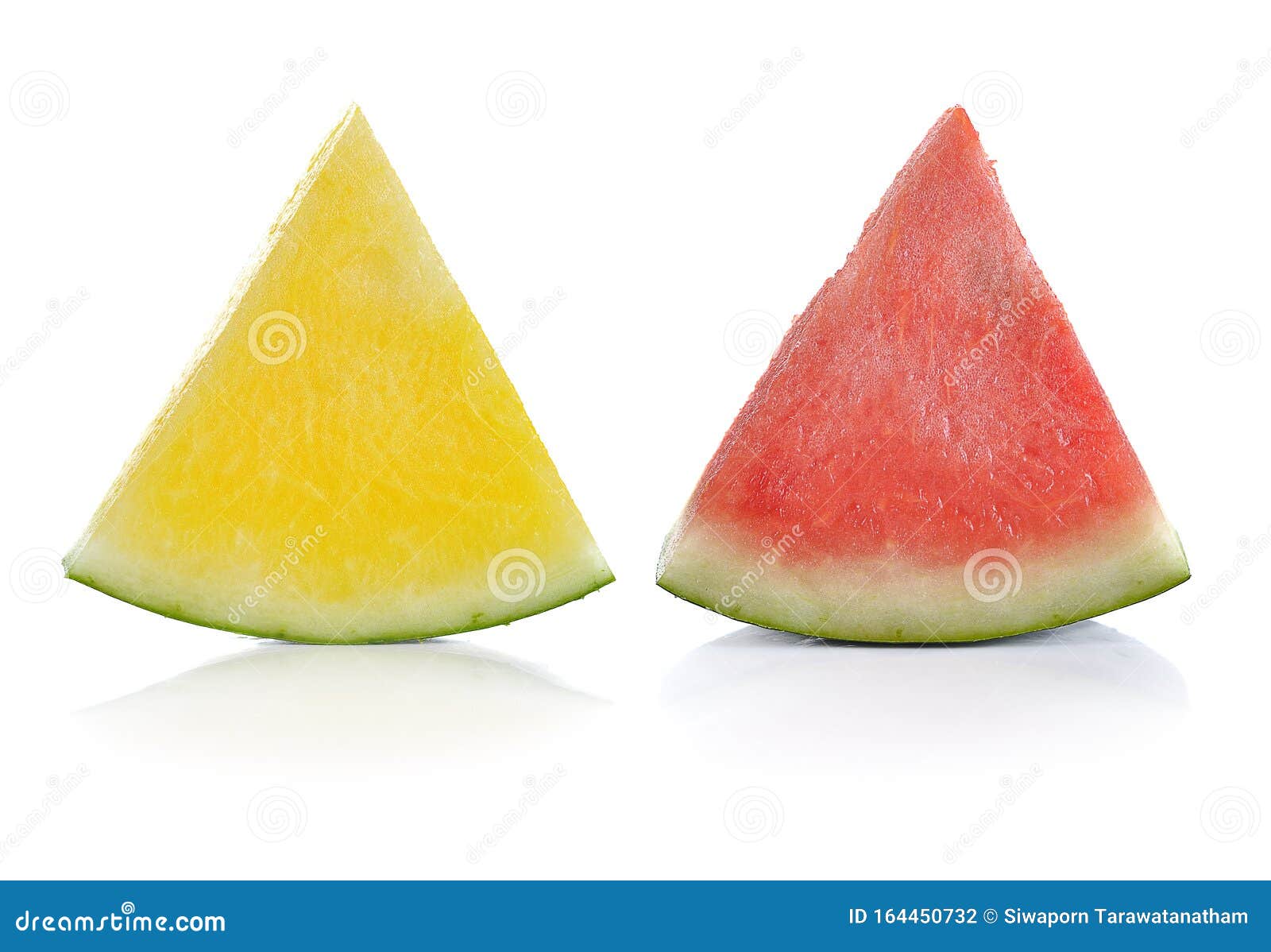 Yellow and Red Watermelon Isolated on White Background Stock Photo ...
