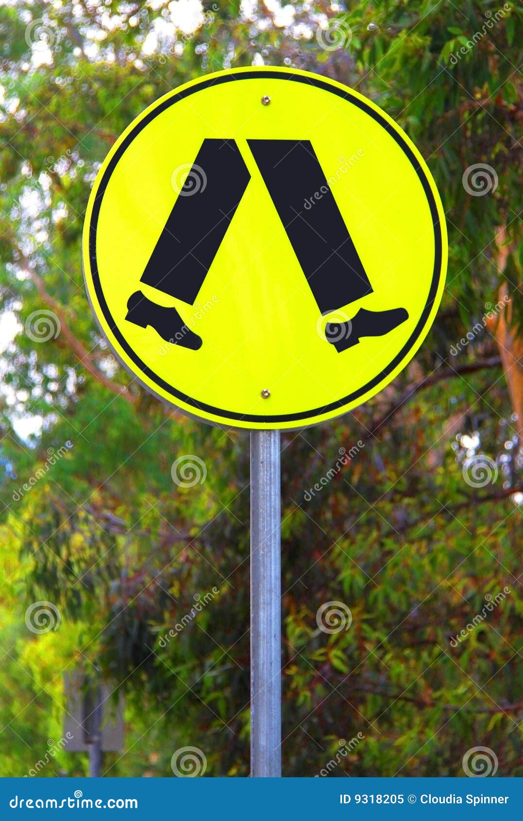 Yellow Reflective Pedestrian Crossing Sign Royalty-Free Stock ...