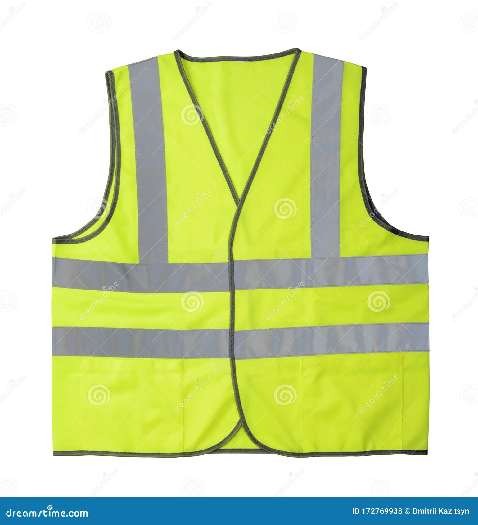 Yellow Reflective Vest Isolated on White Stock Photo - Image of closeup ...