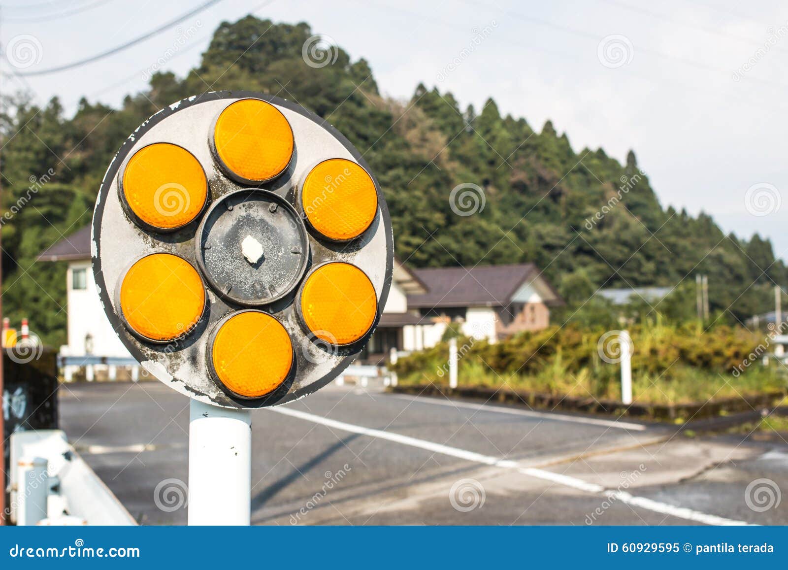 Yellow Reflector beside Road Stock Image - Image of barricade ...