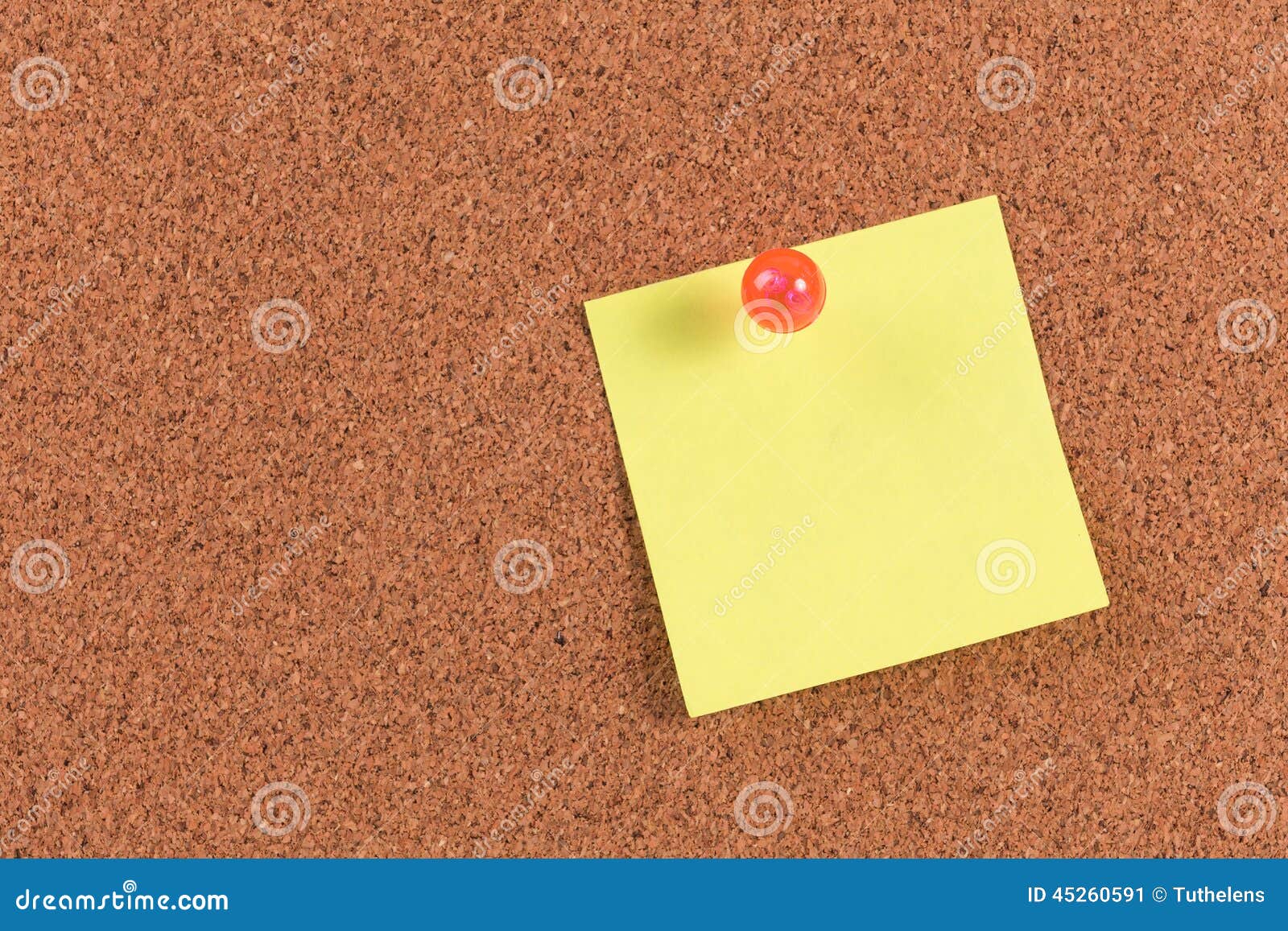 Yellow Reminder Sticky Note on Cork Board Stock Image - Image of memo ...