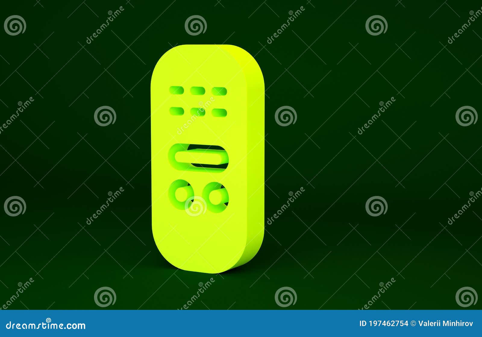 Yellow Remote Control Icon Isolated on Green Background. Minimalism ...
