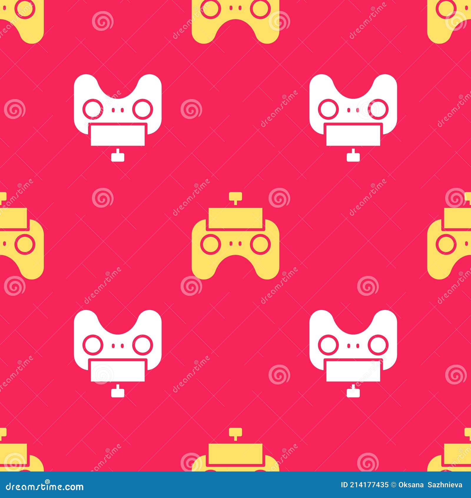 Yellow Remote Control Icon Isolated Seamless Pattern on Red Background ...