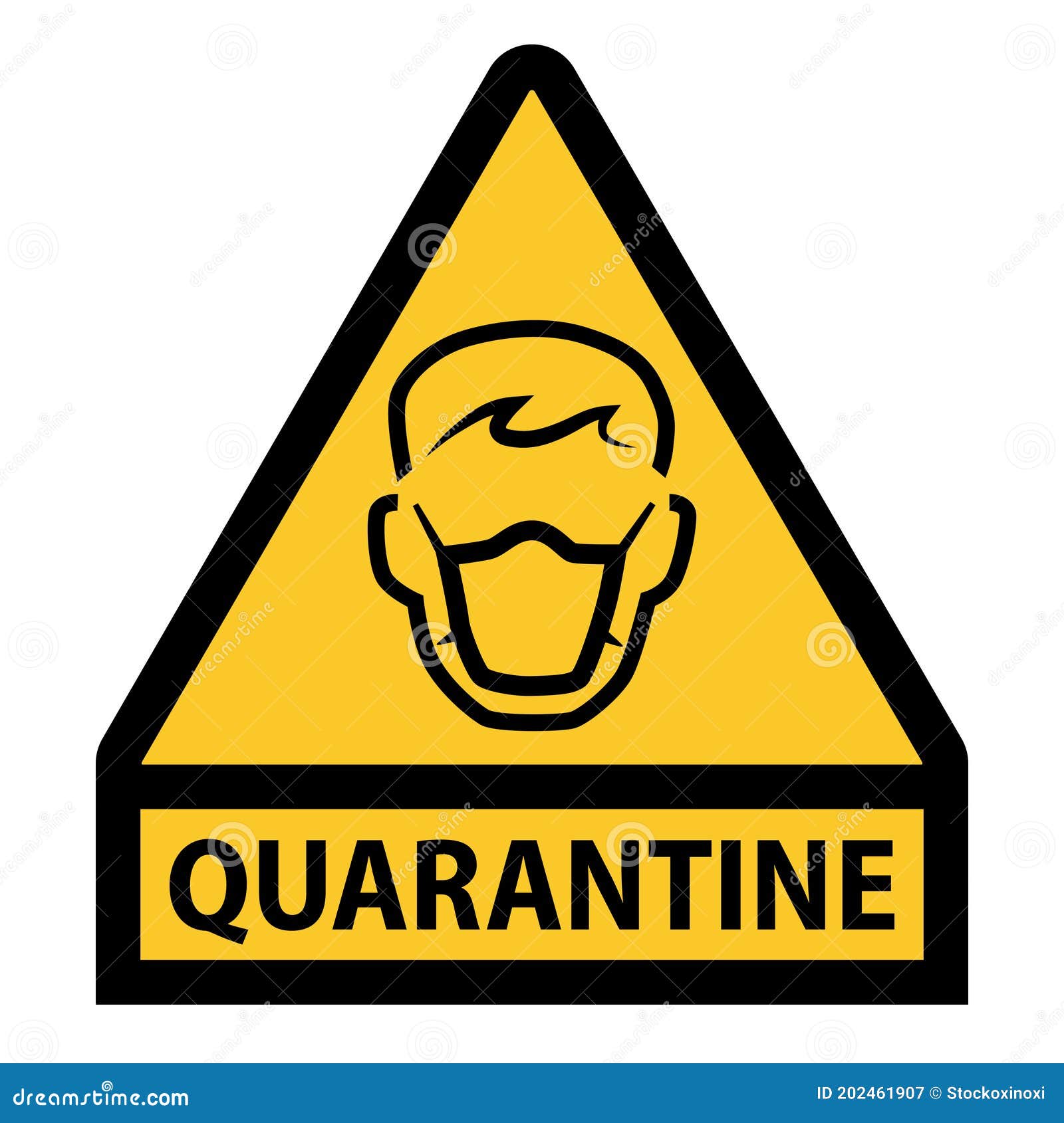 Yellow Respiratory Protection Quarantine Zone Warning Sign Triangular ...