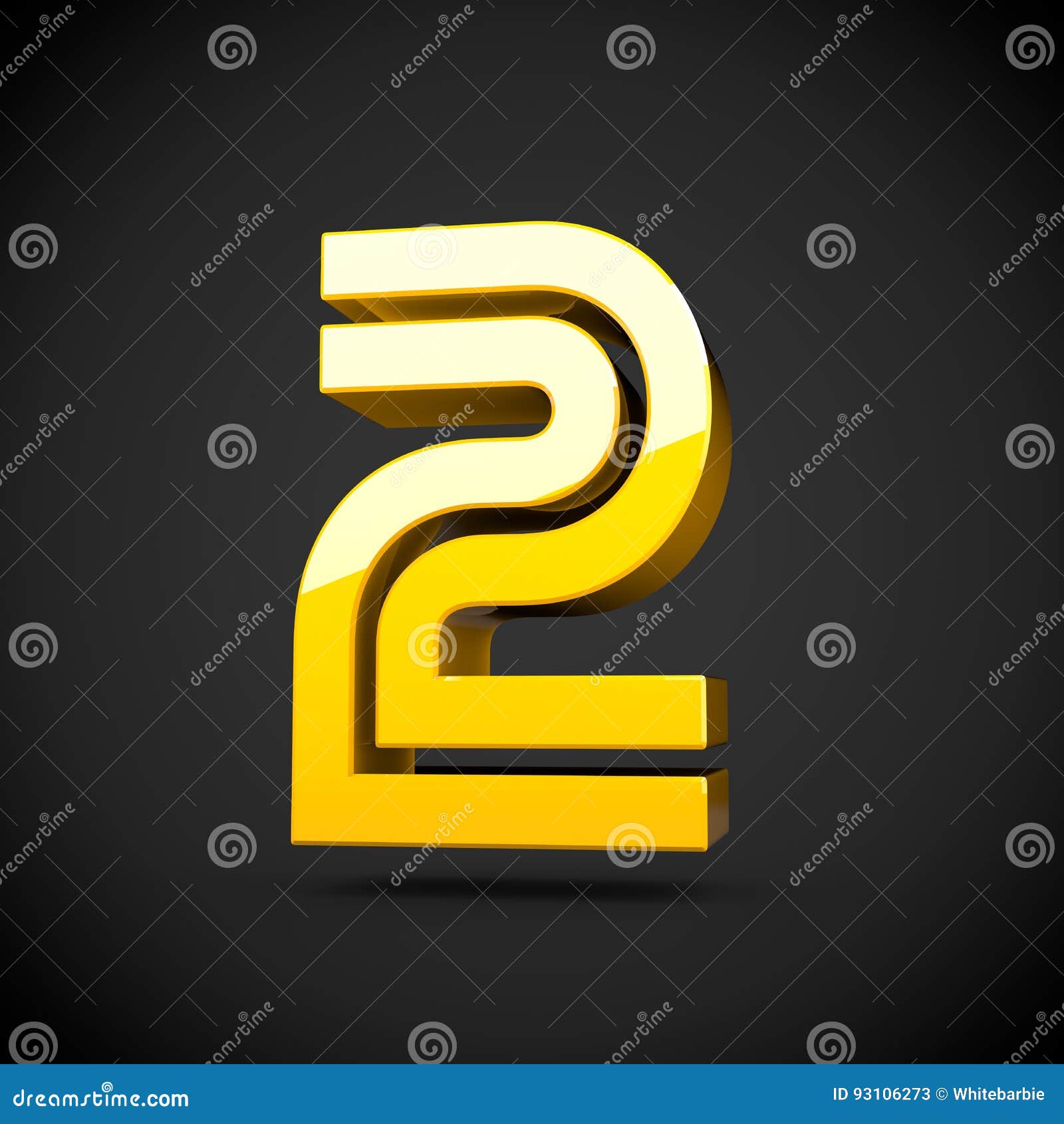 Yellow Retro Number 2 Isolated on Black Background Stock Illustration ...