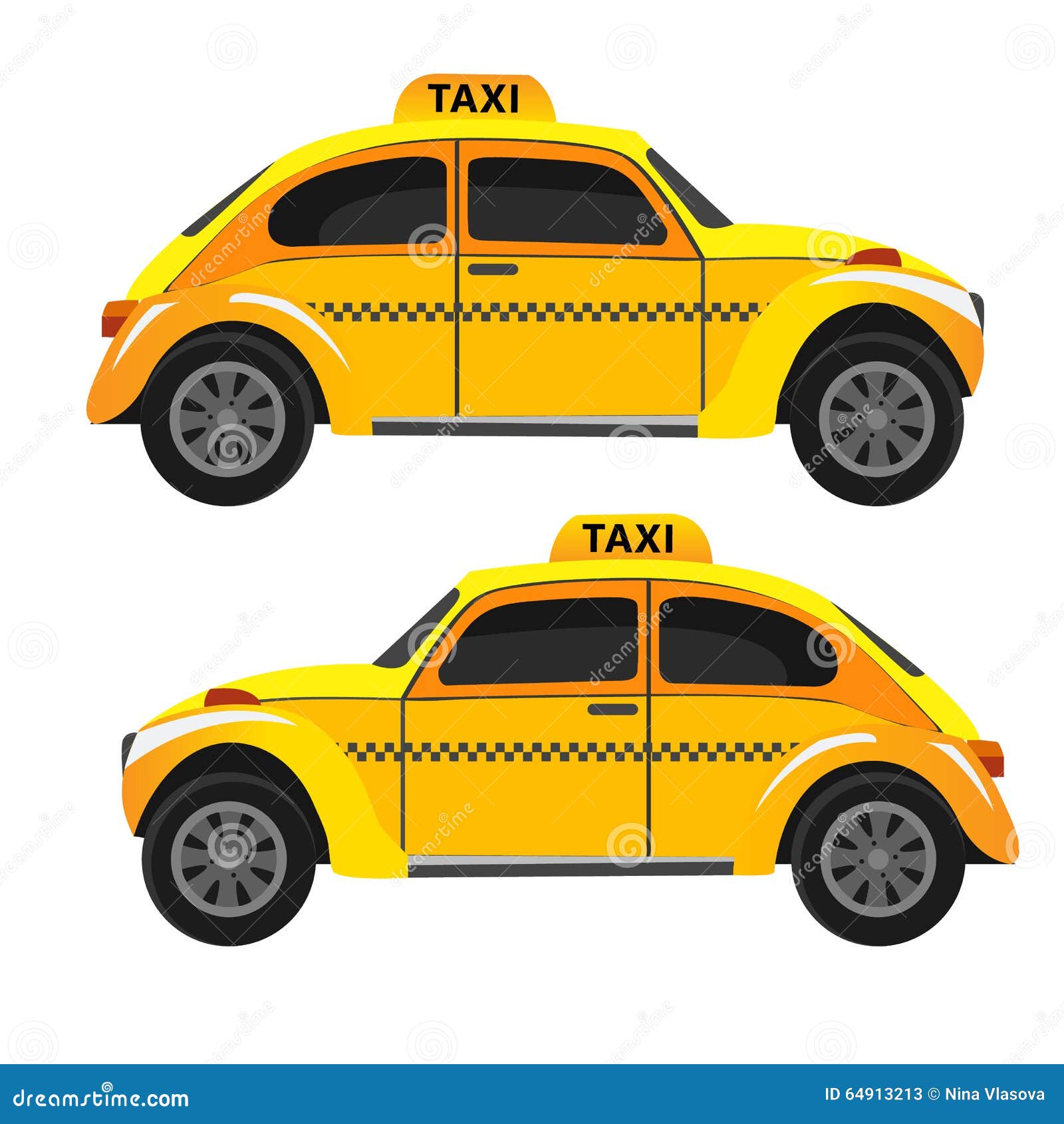 Yellow Retro Taxi. Vector Art Stock Illustration - Illustration of ...