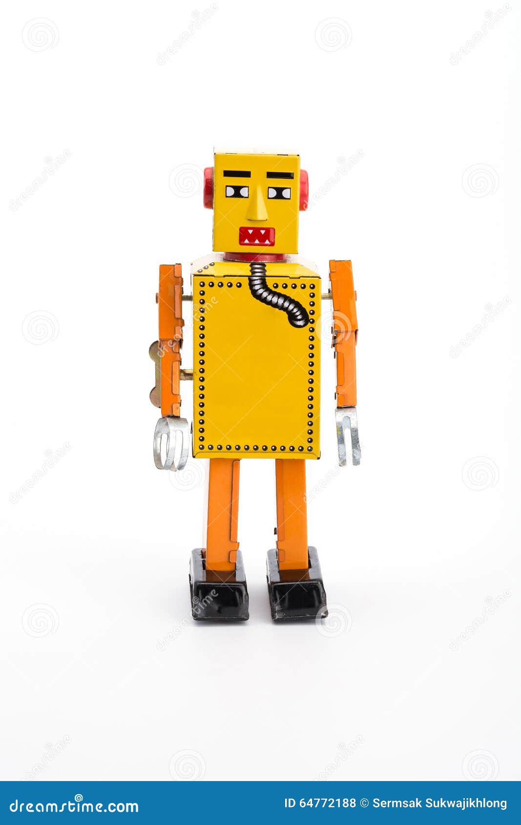 Yellow retro toy robot. stock photo. Image of interest - 64772188