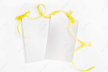 Yellow Ribbon Frame with Bow Stock Image - Image of rectangular, curved ...