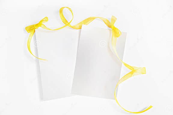 Yellow Ribbon Frame with Bow Stock Image - Image of rectangular, curved ...