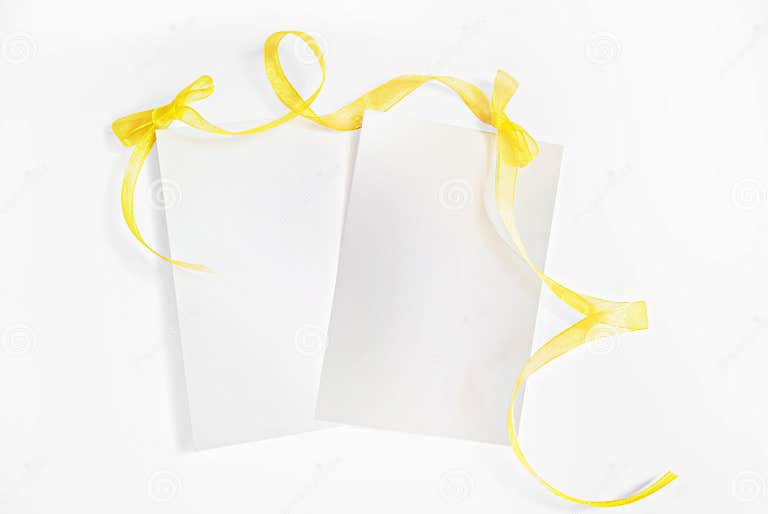 Yellow Ribbon Frame with Bow Stock Image - Image of rectangular, curved ...