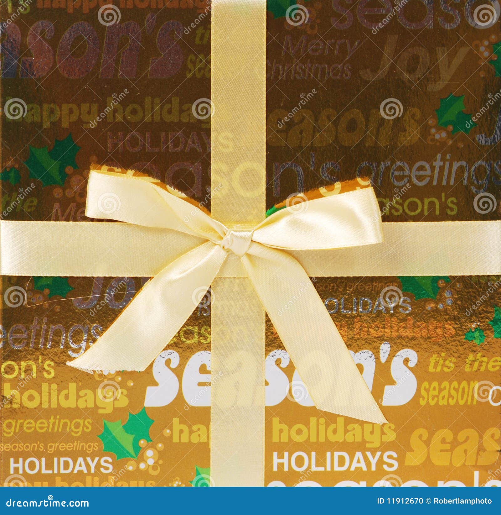 Yellow ribbon gift box stock photo. Image of present - 11912670
