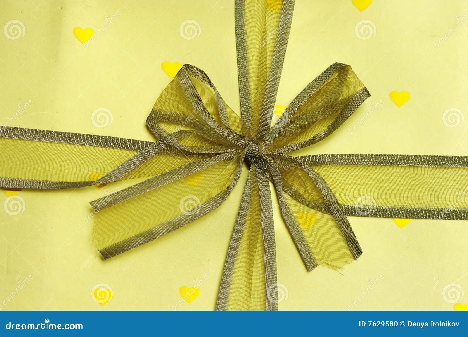 Yellow Ribbon with Golden Paper Stock Photo - Image of package, ribbon ...