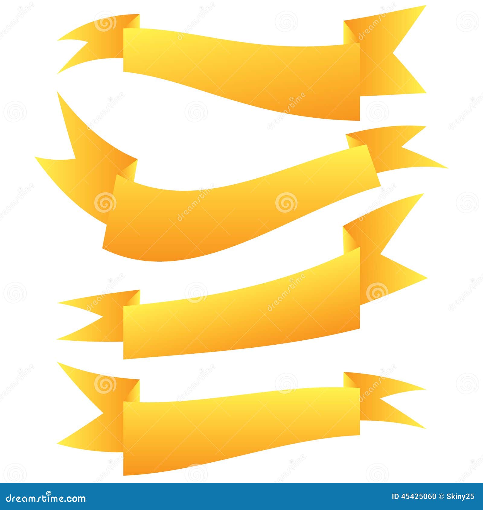 Yellow ribbon set. stock vector. Illustration of price - 45425060