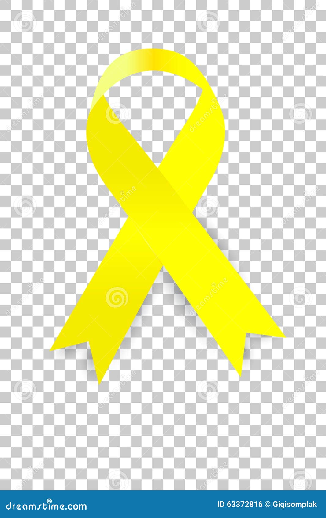 Yellow Ribbon with Soft Shadow at Transparent Effect Background Stock ...