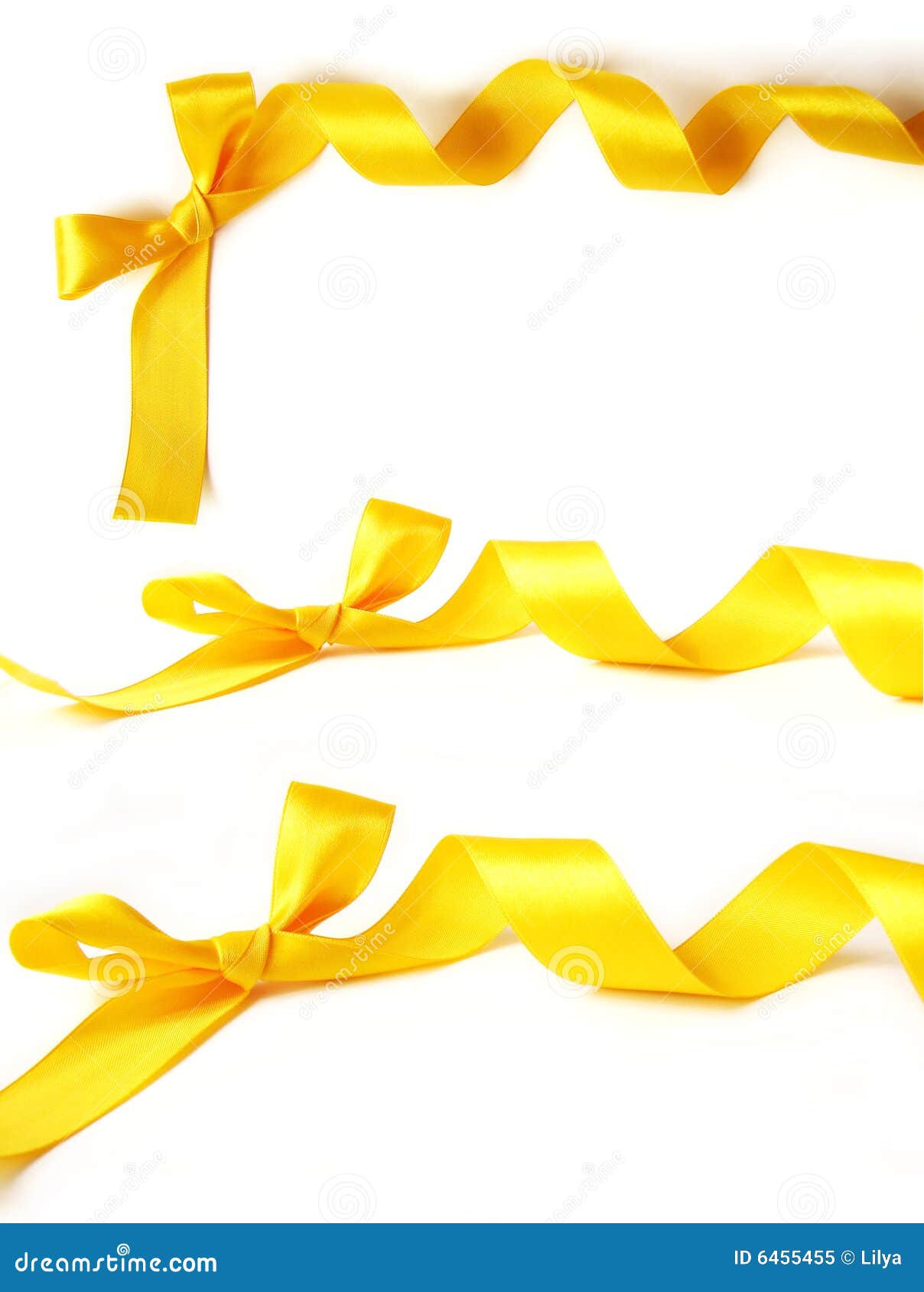 Yellow Ribbons with Bow for Decoration Stock Image - Image of soft ...