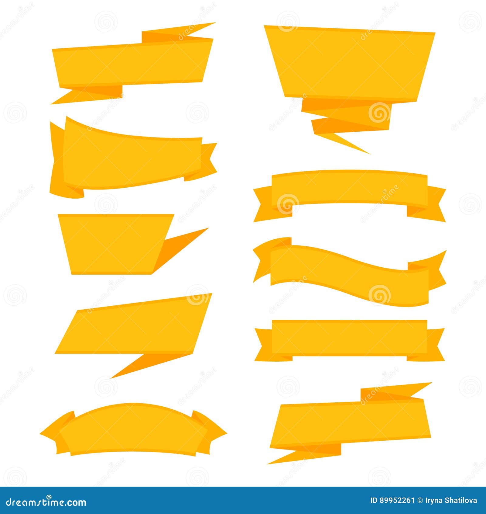Yellow ribbons set stock vector. Illustration of vintage - 89952261